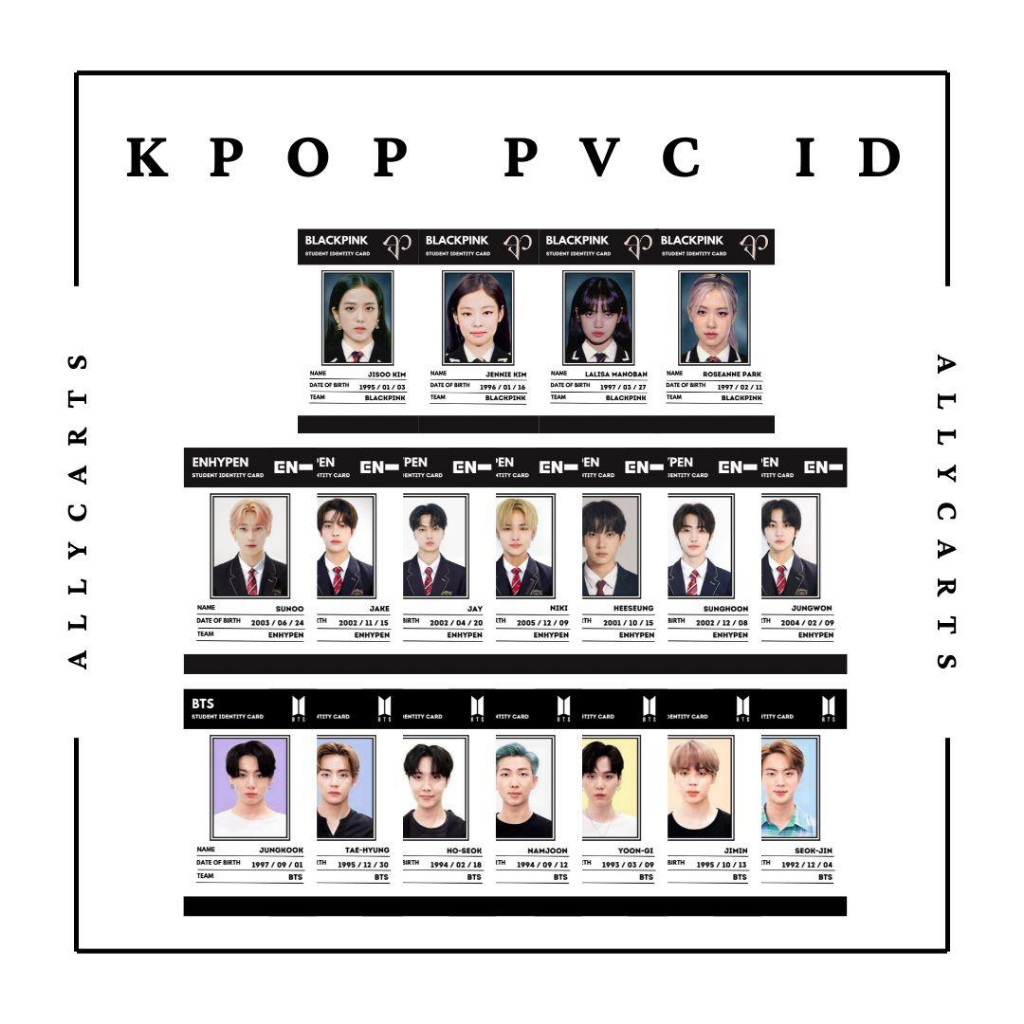 PART 1 KPOP PVC ID With Case (Blackpink, Enhypen etc.) | Shopee Philippines