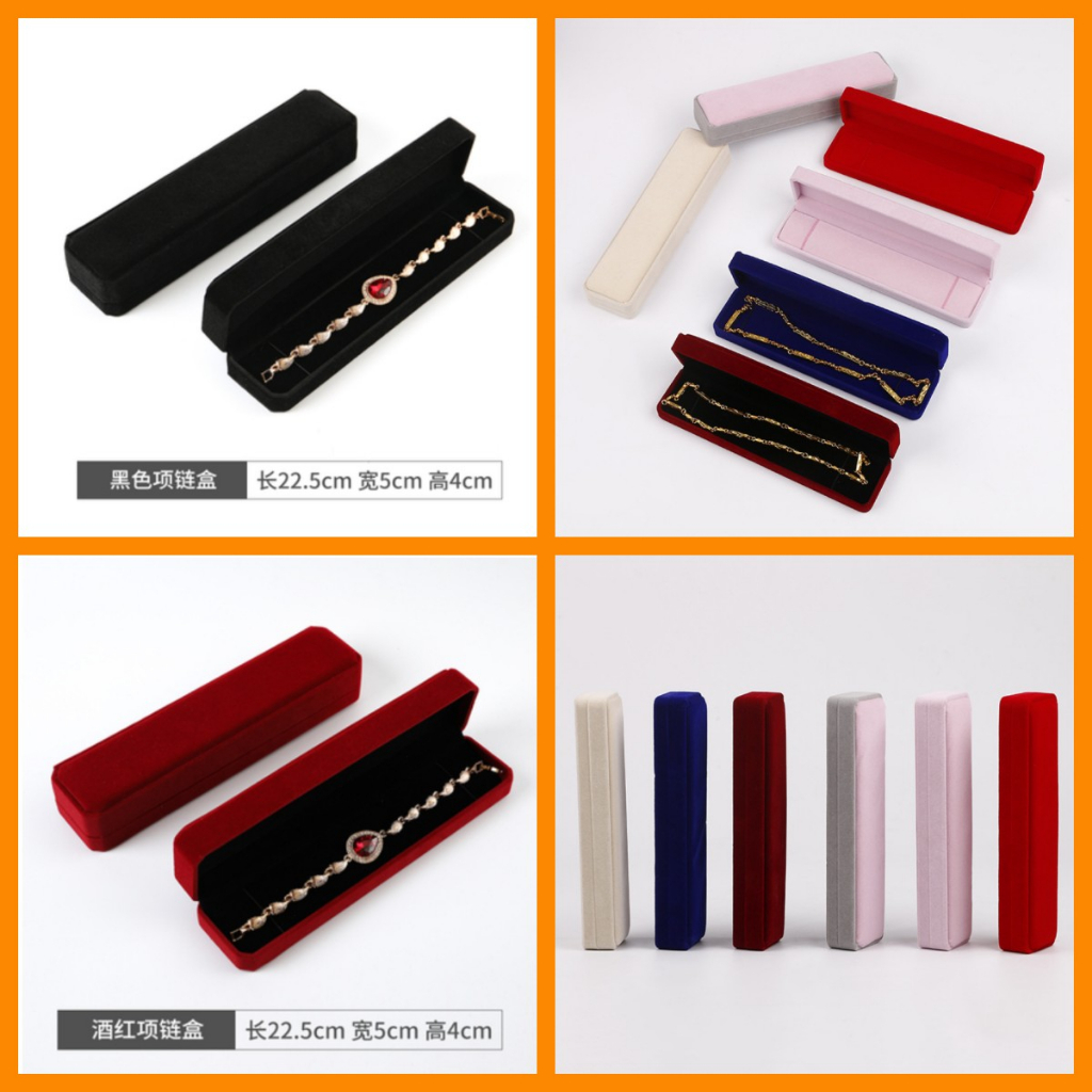 Velvet jewelry long gift box 5*22*4cm necklace/bracelet | Shopee ...