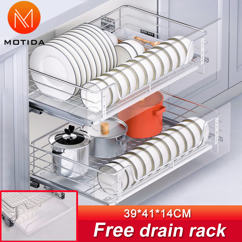 2Pcs Pull out Basket Tray Organizer 304 Thicken for Kitchen Cabinet 2 ...