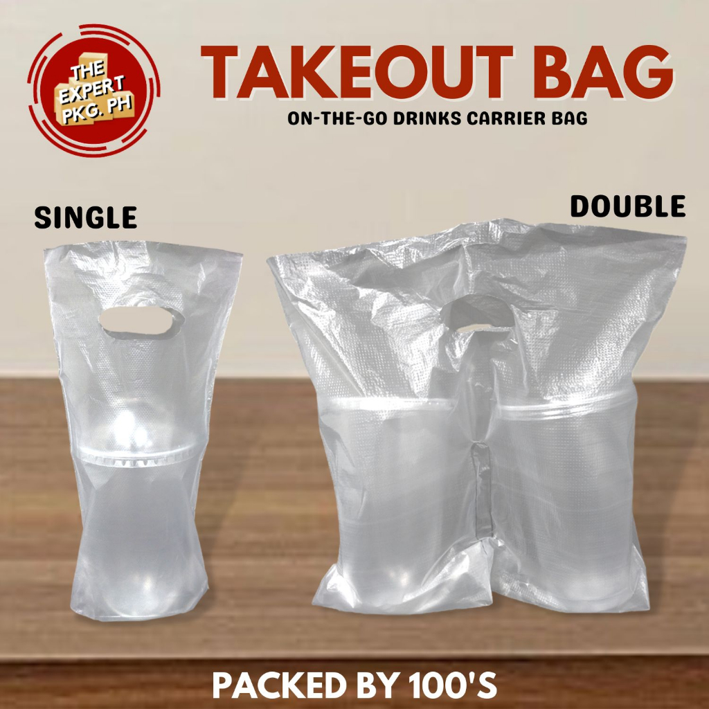 Take Out Plastic Bag for Milk Tea - Plastic Carrier Bag - ( Single or ...