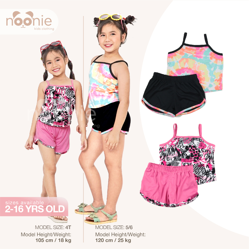 Noonie - Girls Terno (2-16Y)- Stretchable Cami Sando Tank & Dolphin ...