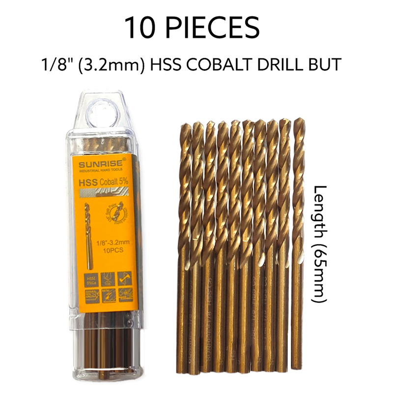 10PCS HSS Cobalt Twist Drill Bit for Metal Steel Aluminum Wood Speed Drilling Hardware Tools ...