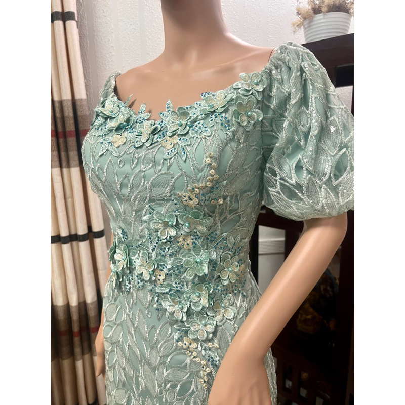 Modern Ninang OOTD Full Lace Off Shoulder Semi Serpentine Cut Puff ...