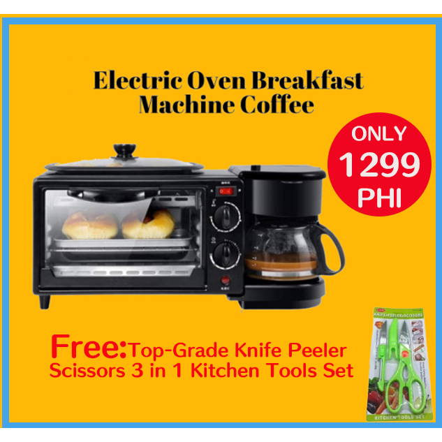 3-IN-1 Multi-Function Electric Oven Breakfast Machine Coffee Maker Free ...