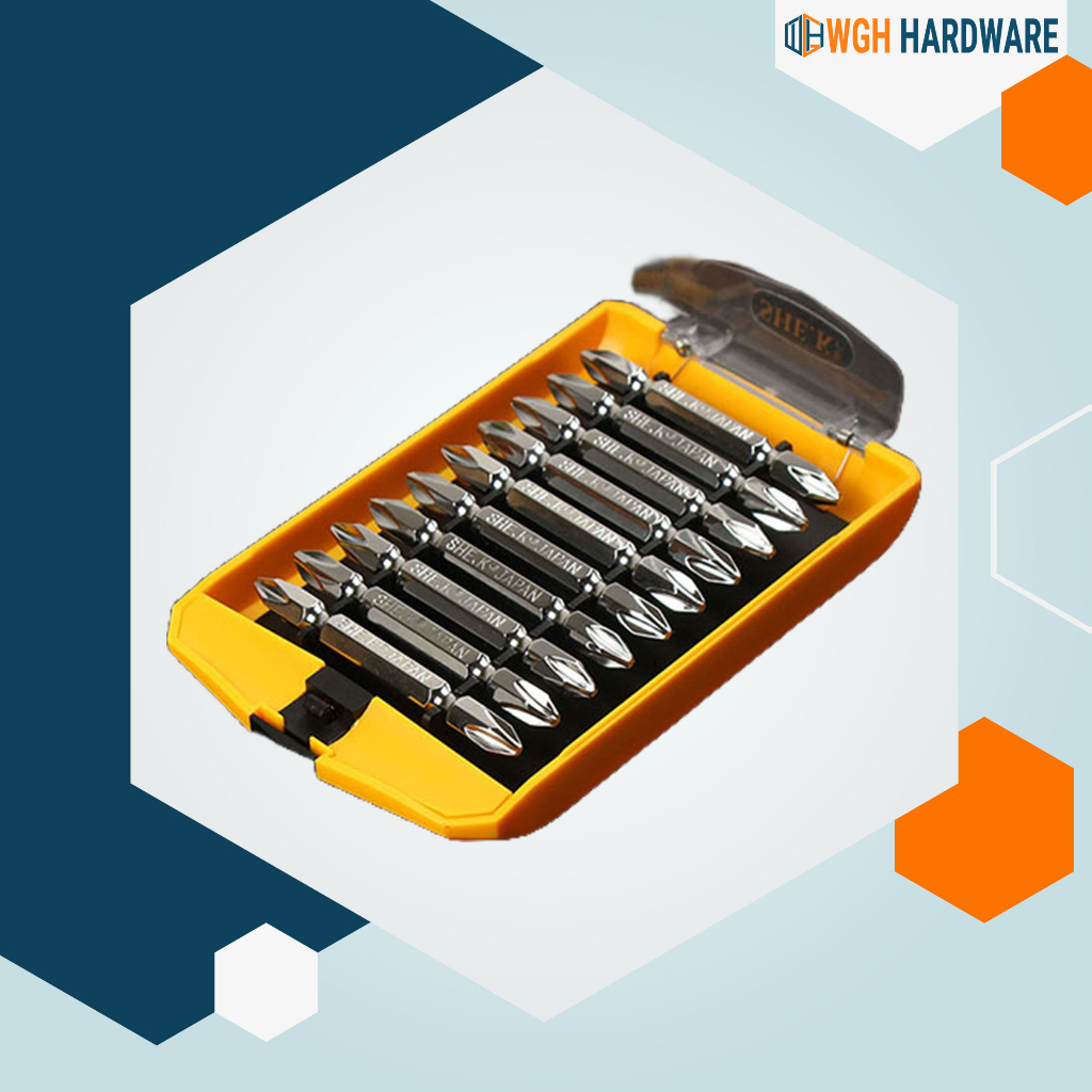 WGH SHE.K 10pcs 1/4" Philip Screw Bit Set Magnetic PH2 65mm Double Head ...