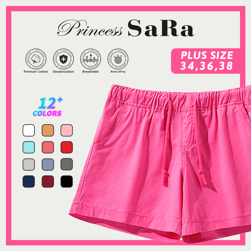 PRINCESS SARA Plus Size Shorts For Woman Plain Sweatshorts Drawsting Short 63342-1 | Shopee ...