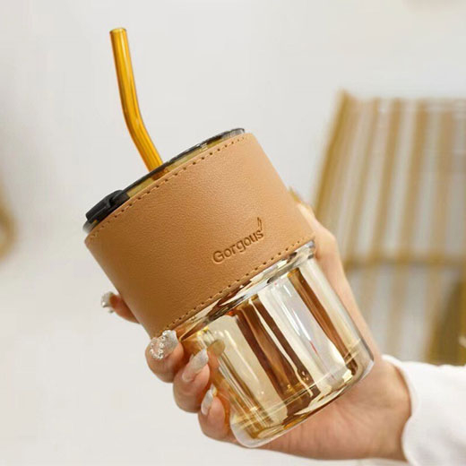 Transparent Slub Glass Cup w/Straw | Shopee Philippines