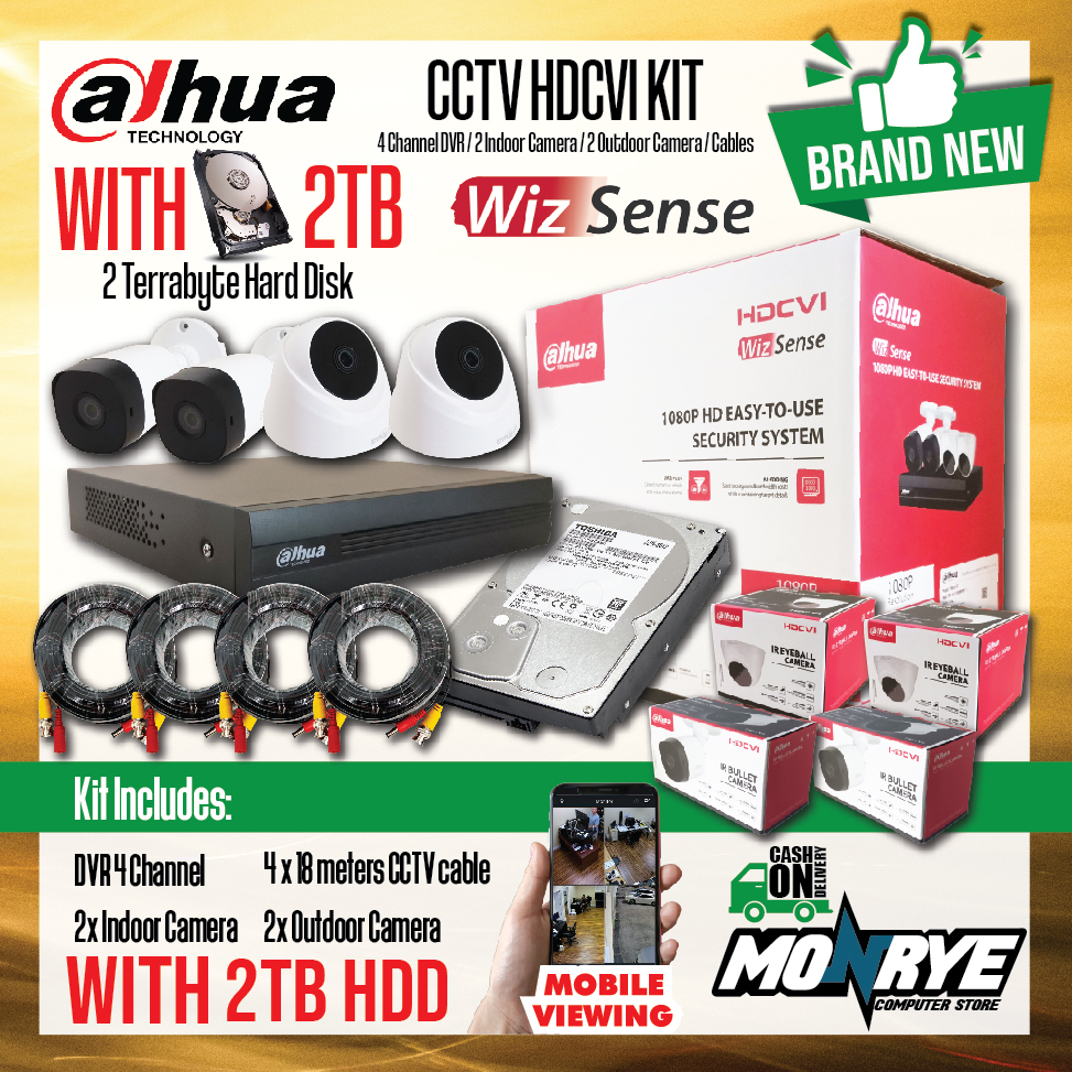 DAHUA CCTV HDCVI KIT BRAND NEW / 4 CHANNEL DVR / 2x Indoor, 2x Outdoor / WITH HDD OPTIONS ...