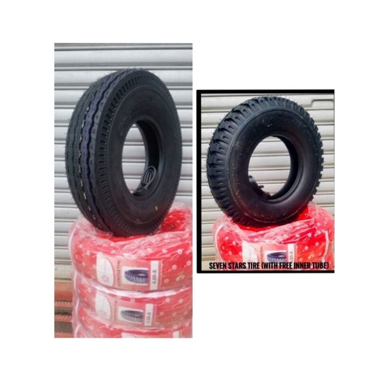 SEVEN STARS TIRE 400x8 lug/rib - TUBE TYPE FOR BAJAJ RE (4.00-8 / 400-8 ...