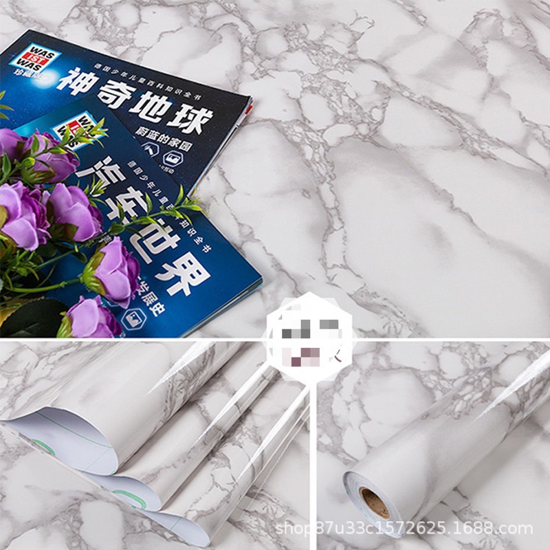 Marble Kitchen decorate Wallpaper Waterproof and Oil proof Stickers thickening Table sticker ...
