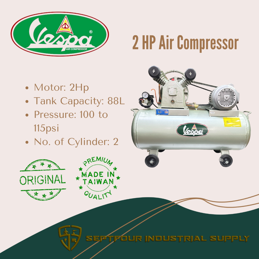 Vespa 2HP 88L 100 to 115Psi Air Compressor (100% Original) for ...