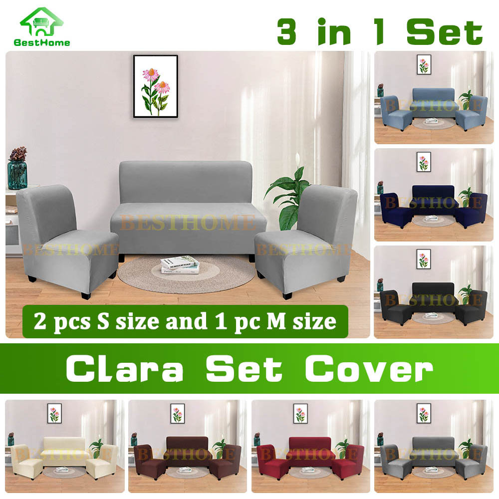3 Pcs Clara Set Cover Sofa Cover 3 in 1 Set Armless Sofa Cover 2 Single ...
