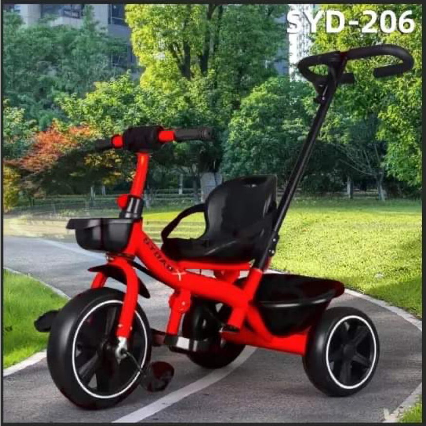 Stroller Bike Kids Tricycle Kids Bike 3 Wheels Stroller Trolley Rubber ...