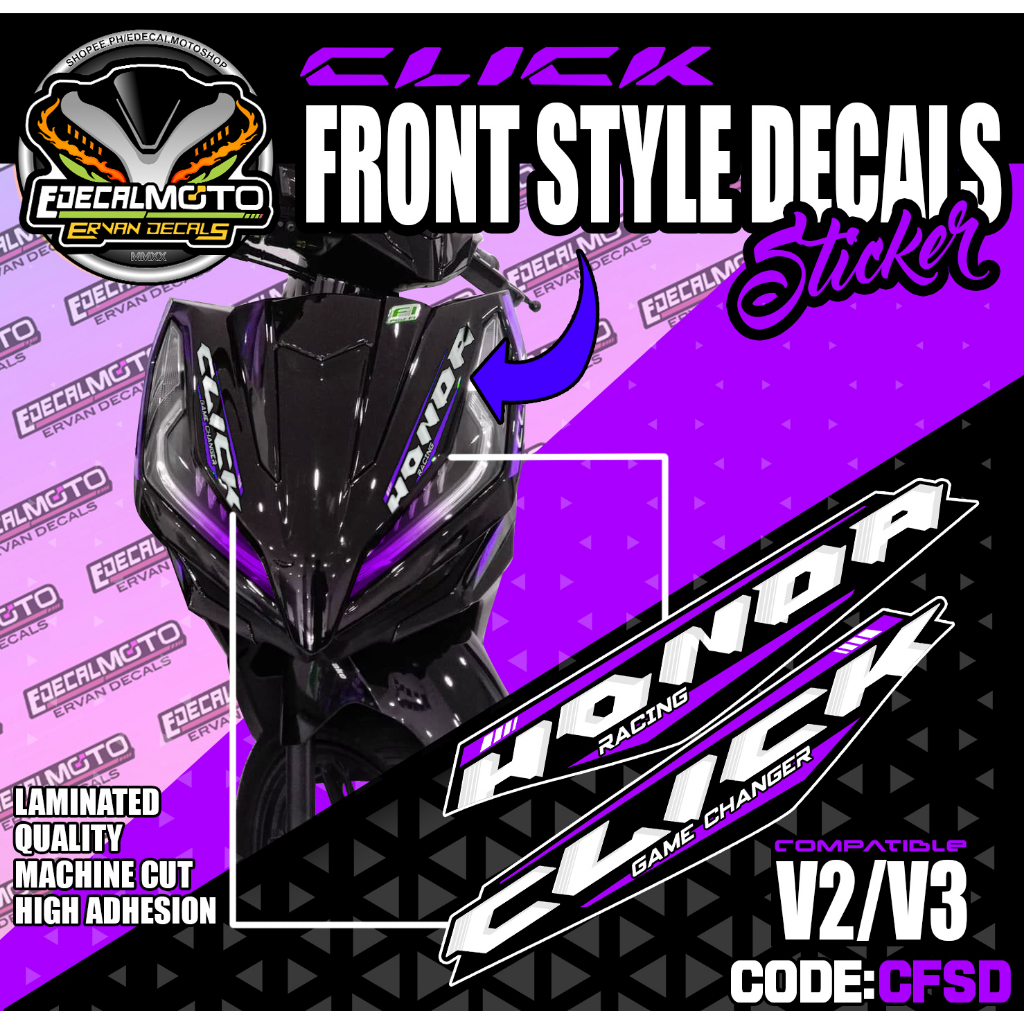 HONDA CLICK V2/V3 FRONT STYLE DECALS STICKER | Shopee Philippines