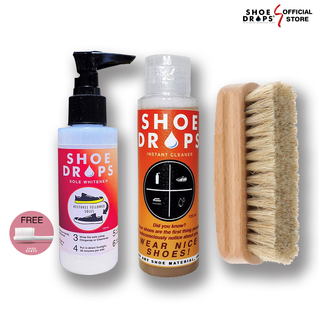 Shoe Drops Kit (Sole Whitener 120ML and Shoe Cleaner 120ML) + Premium ...