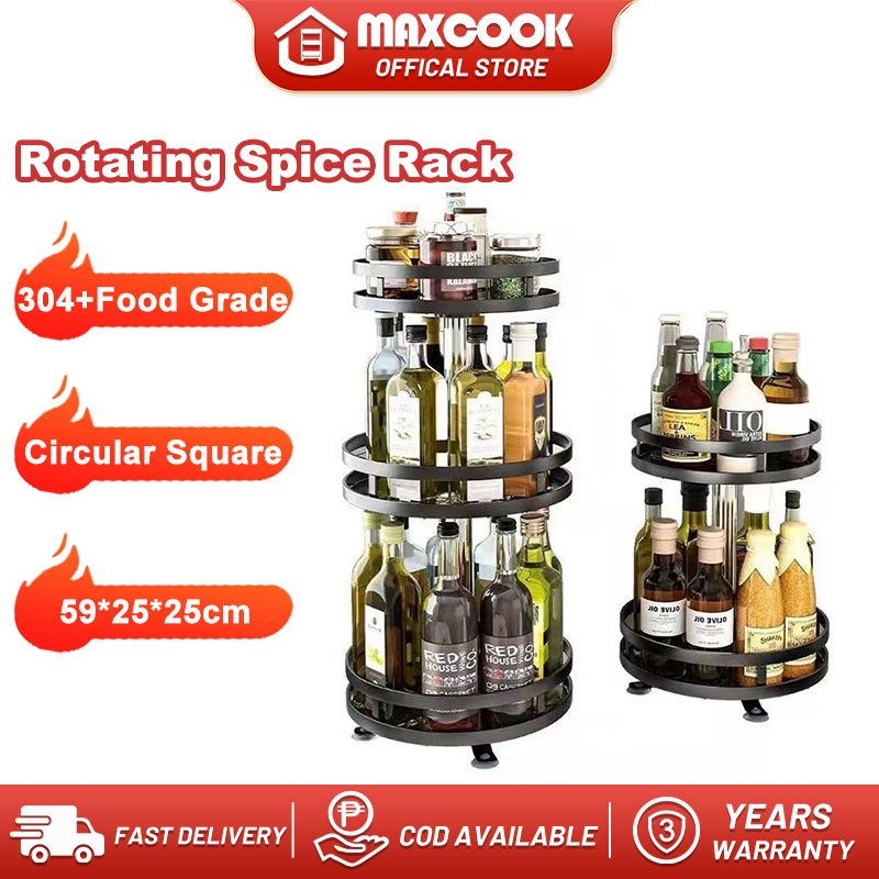 MAXCOOK 360 Rotating Spice Rack Organizer for Kitchen 3 Tier | Shopee ...