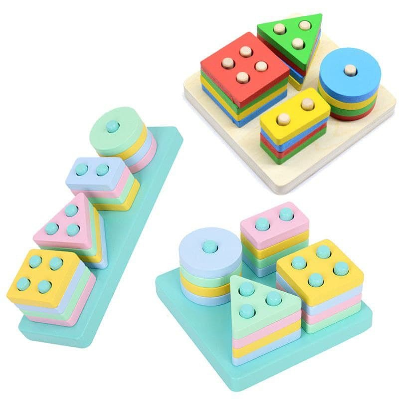 Geometric shape matching four-column children's toy (random color ...