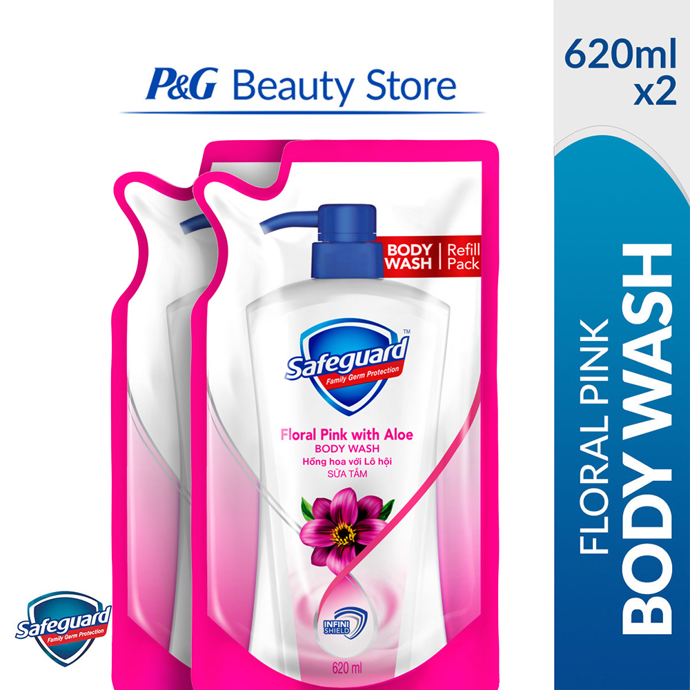 Safeguard Antibacterial Soap Body Wash Floral Pink with Aloe Refill ...