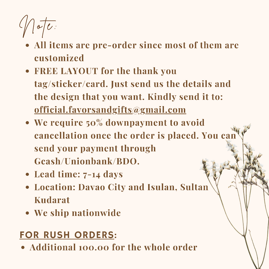 Rush order fee only (pls include) | Shopee Philippines