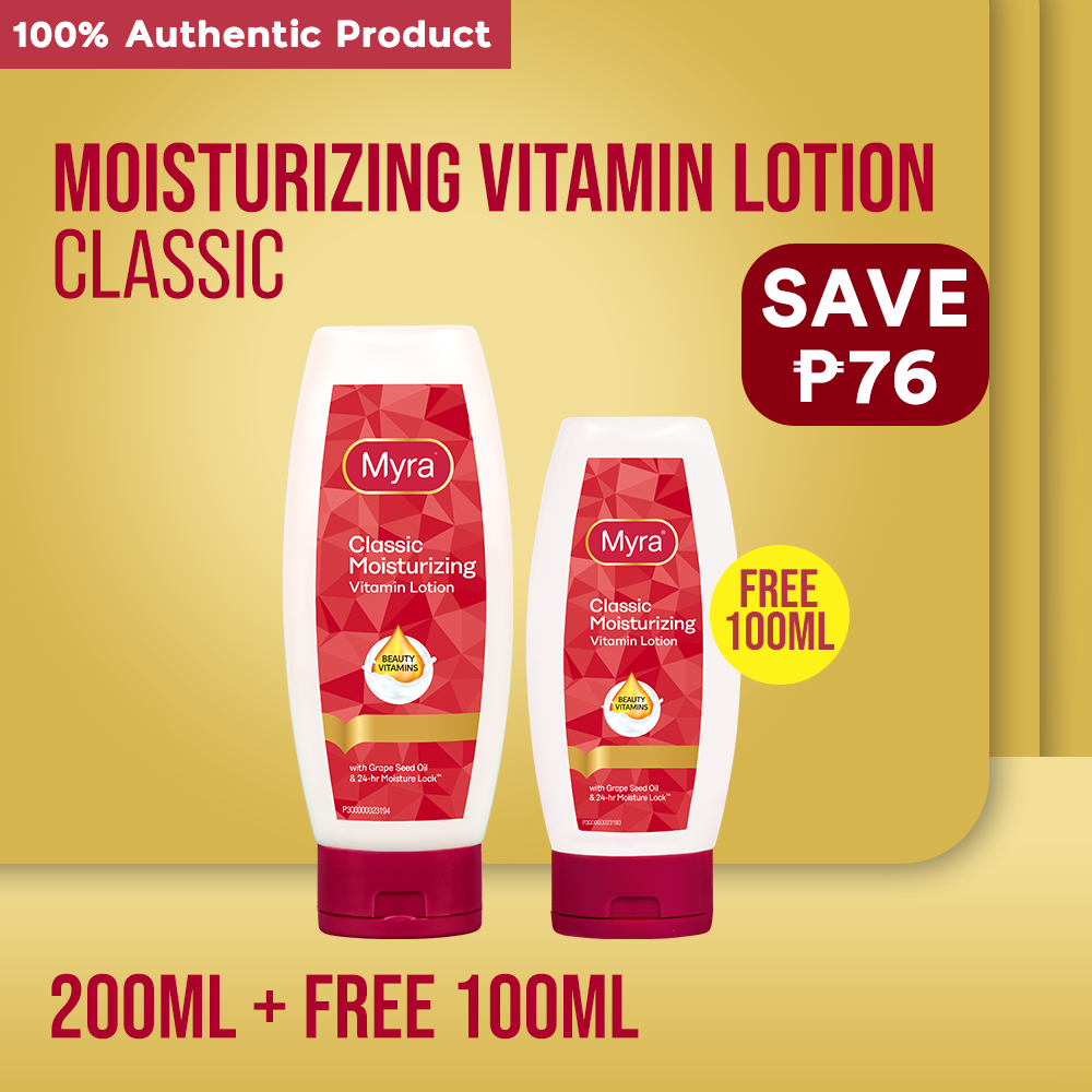 Myra Classic Moisturizing Lotion 200ml Free Myra Classic Moisturizing Lotion 100ml Save Php