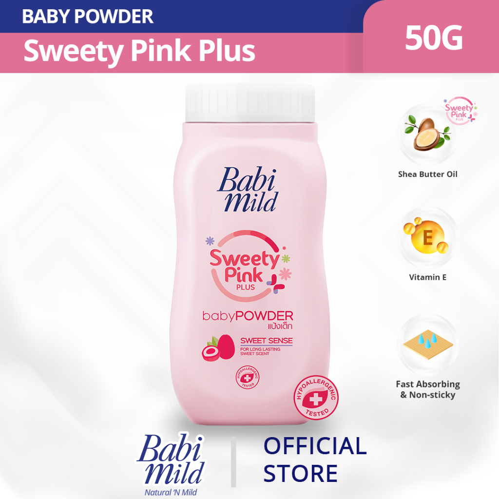 Babi Mild Baby Powder Sweety Pink 45g - Natural N' Mild - Baby ...