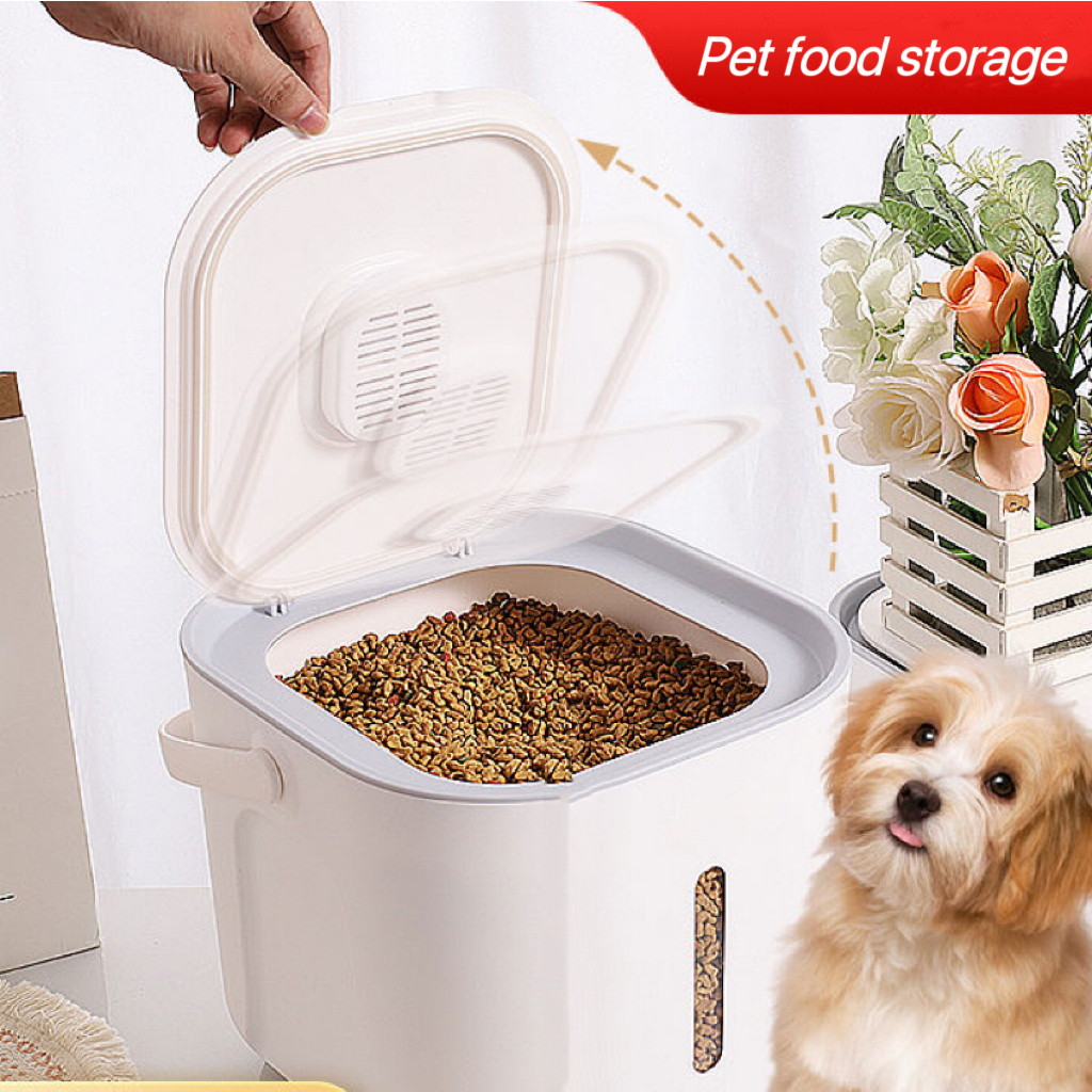 Pet Food Storage Container with Measuring Cup Dog Cat Food Storage Box Moisture-Proof Pet feeder ...