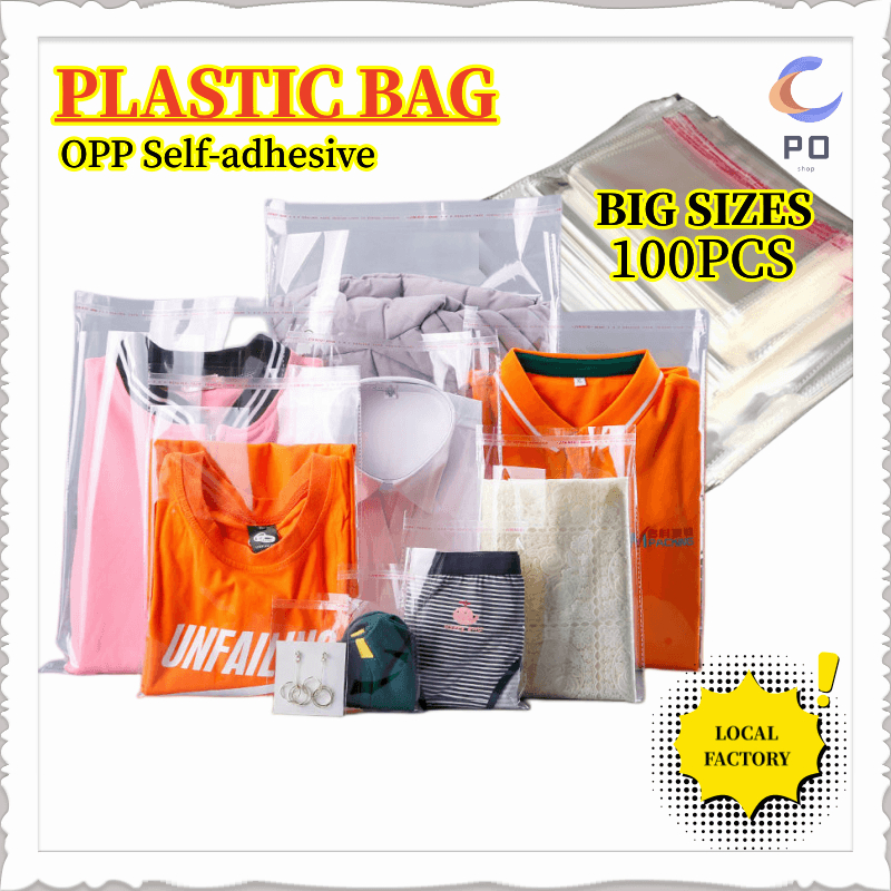 OPP Clear Plastic bag with tape sealing and Self Adhesive for clothings ...
