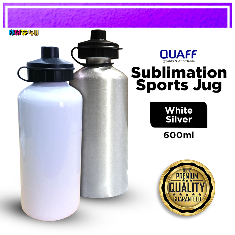 Quaff Sports Jug 600ml White & Silver Sublimation Printable Water ...