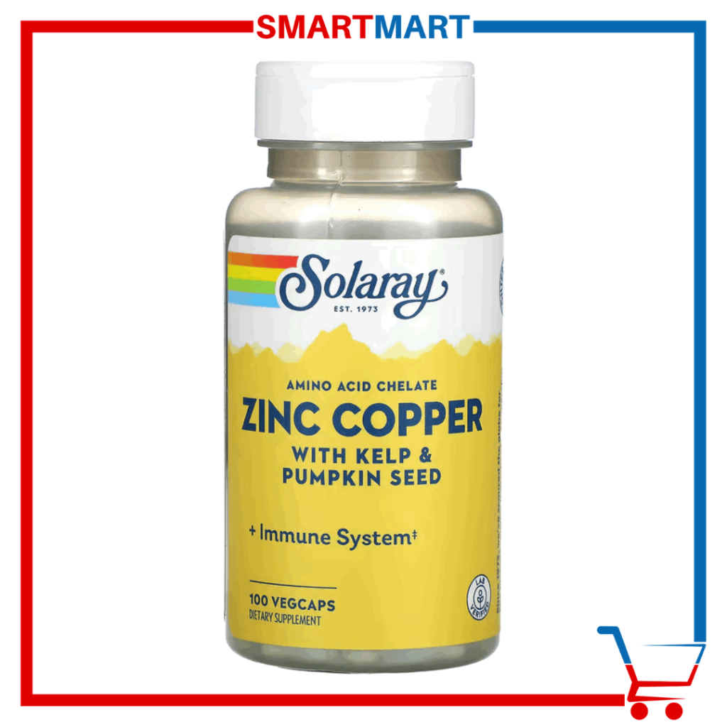Solaray Zinc Copper Amino Acid Chelate with Kelp and Pumpkin Seed 100 ...