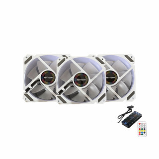 KEYTECH WHITE/BLACK TORNADO 3in1 120mm Chassis Fan with Control Hub and ...