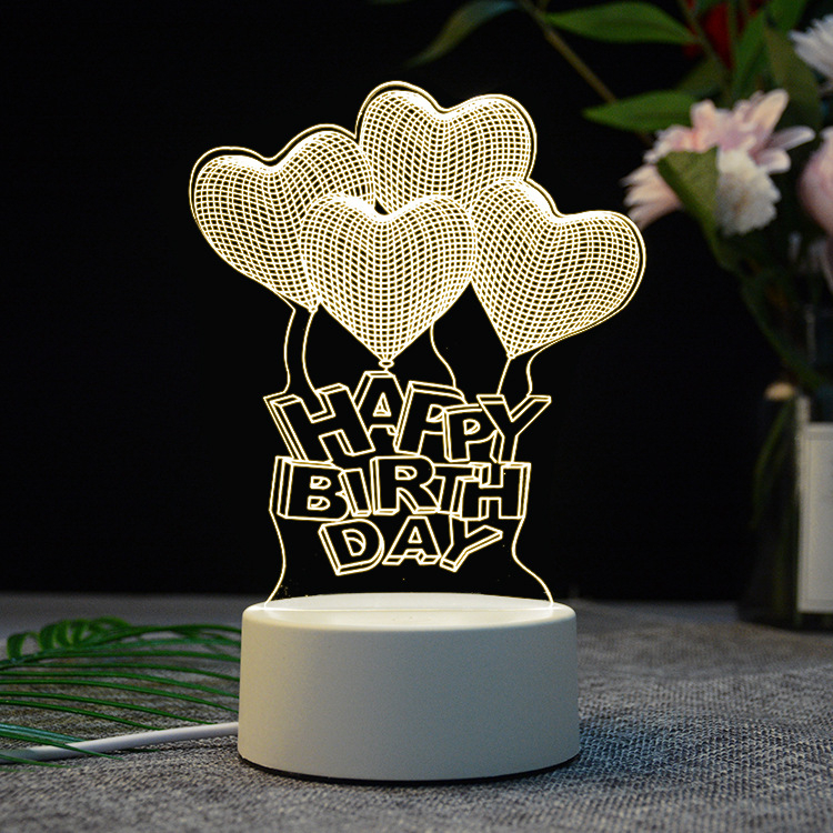 Best Creative Gift LED Acrylic 3D Night Lamp Bedroom Lamp Cute Cartoon ...