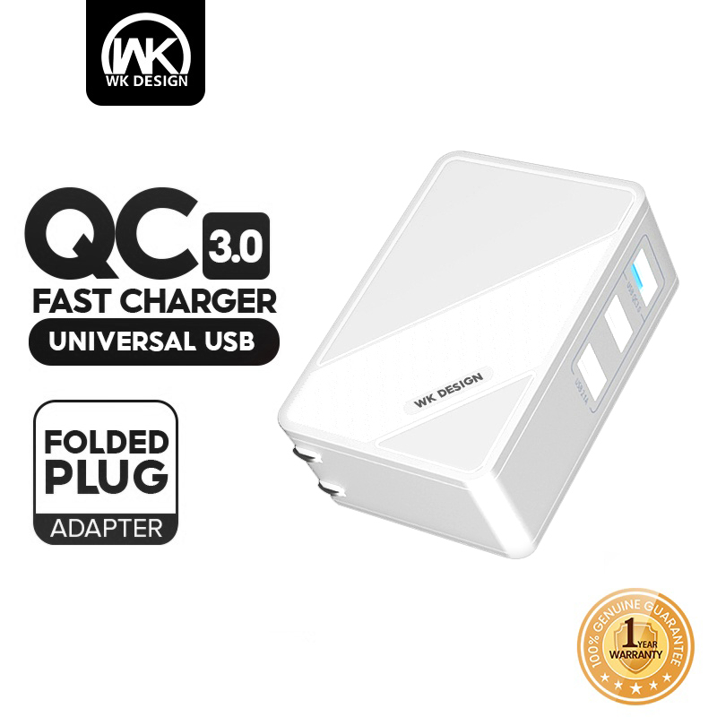 Wk Design C.U22 QC 3.0 Fast Charging Universal USB Adapter 100V- 240V | Shopee Philippines