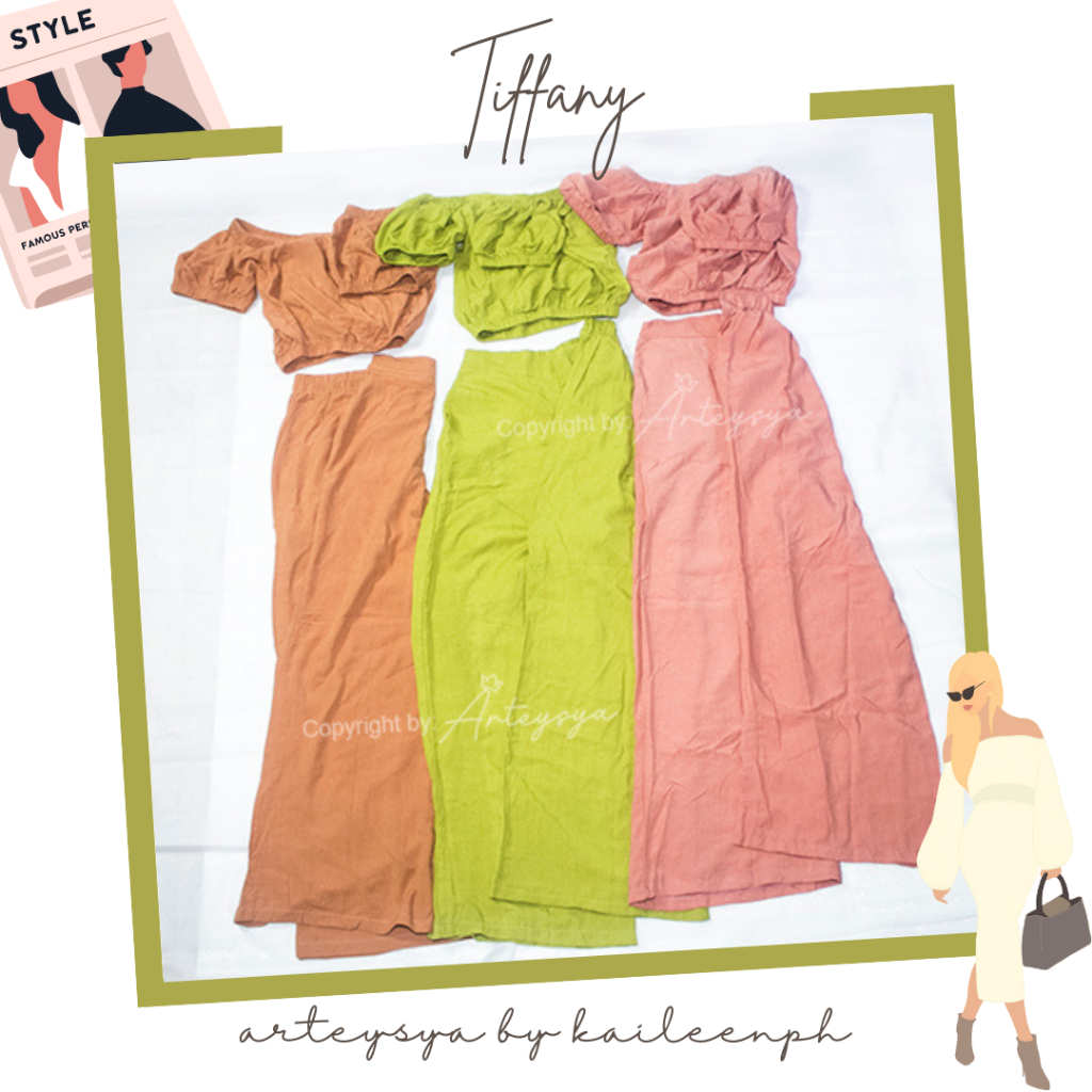 Tiffany off shoulder terno cord crop top and pants | Shopee Philippines
