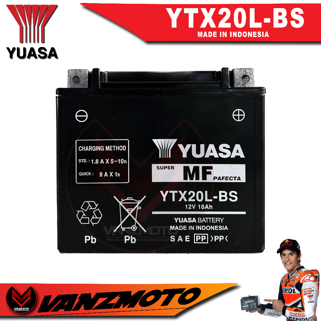 Yuasa YTX20L-BS Motorcycle Battery (INDONESIA) | Shopee Philippines