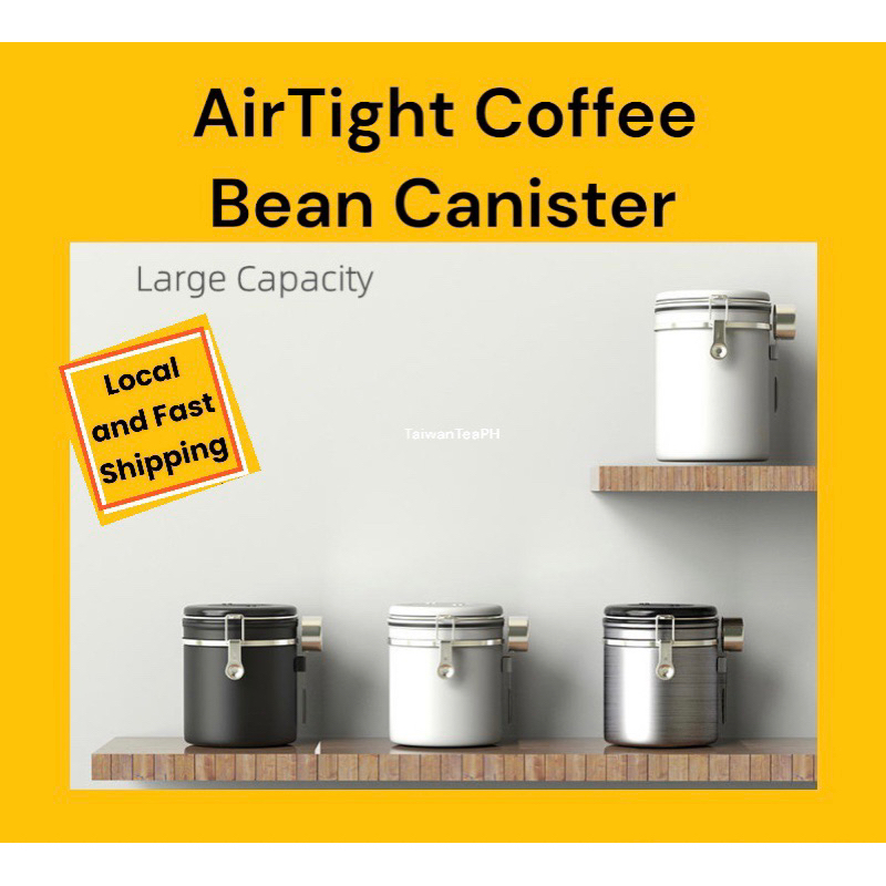 Large capacity stainless steel airtight coffee canister coffee bean ...