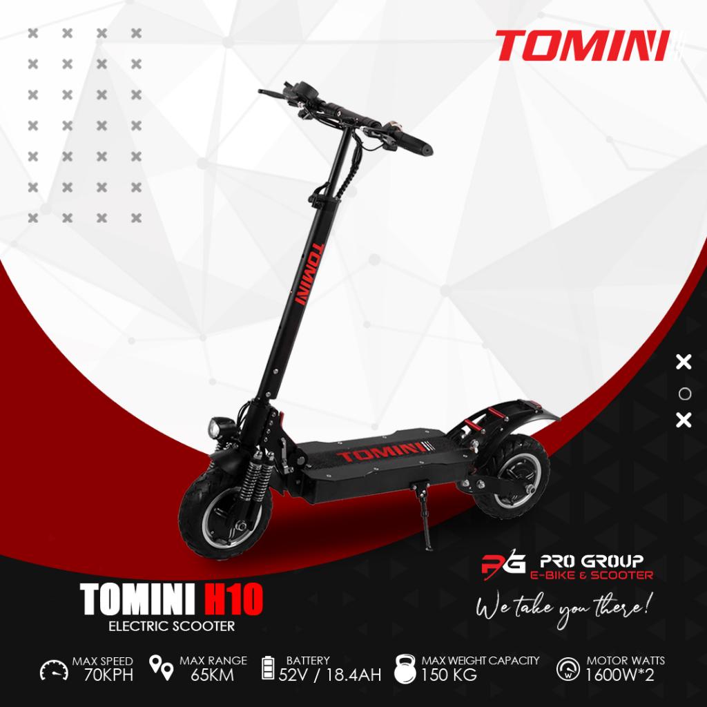 Tomini H10 Foldable High-Powered Dual Motor Electric Scooter Off-road ...