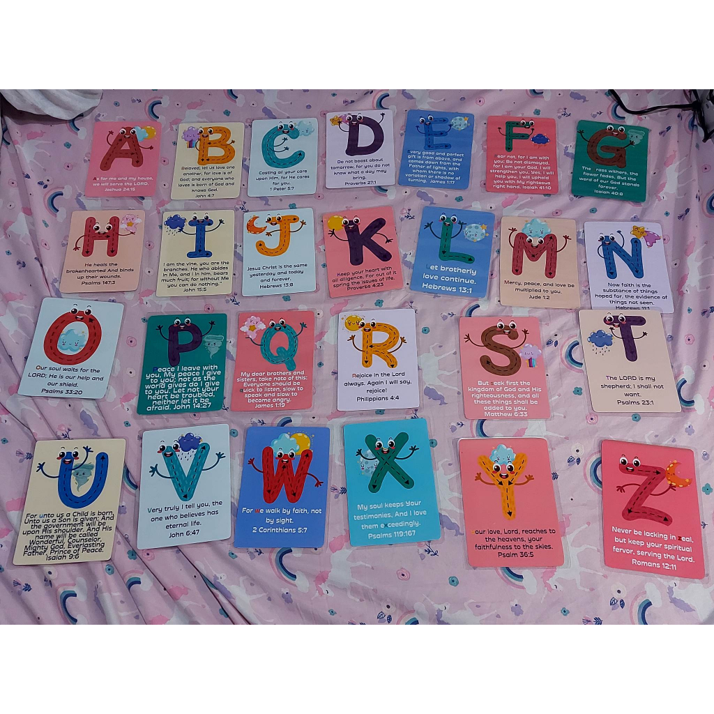 Alphabet memory Bible verse memorization with tracing letters (A-Z set ...