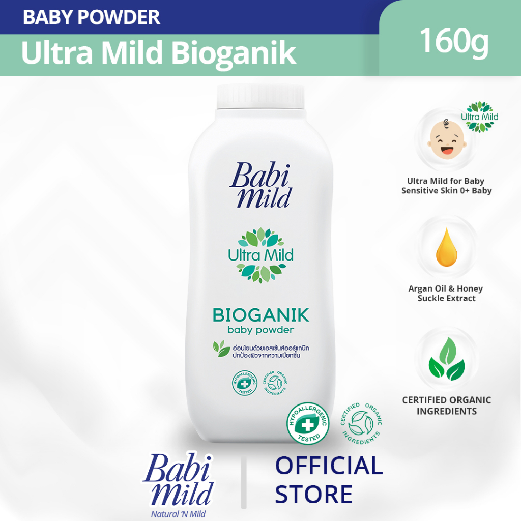 Babi Mild Baby Powder Ultra Mild Bioganik 160g - Natural N' Mild - Anti ...