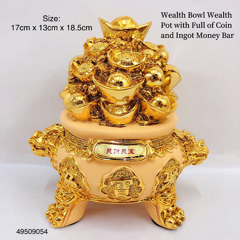 Golden Wealth Pot Full of Coin and Ingot with Overflowing Treasures for ...