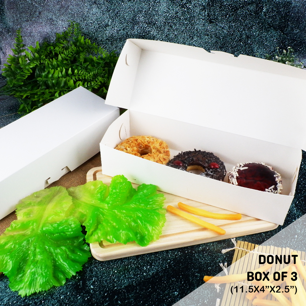 Donut box of 3 food grade paper packaging | Shopee Philippines