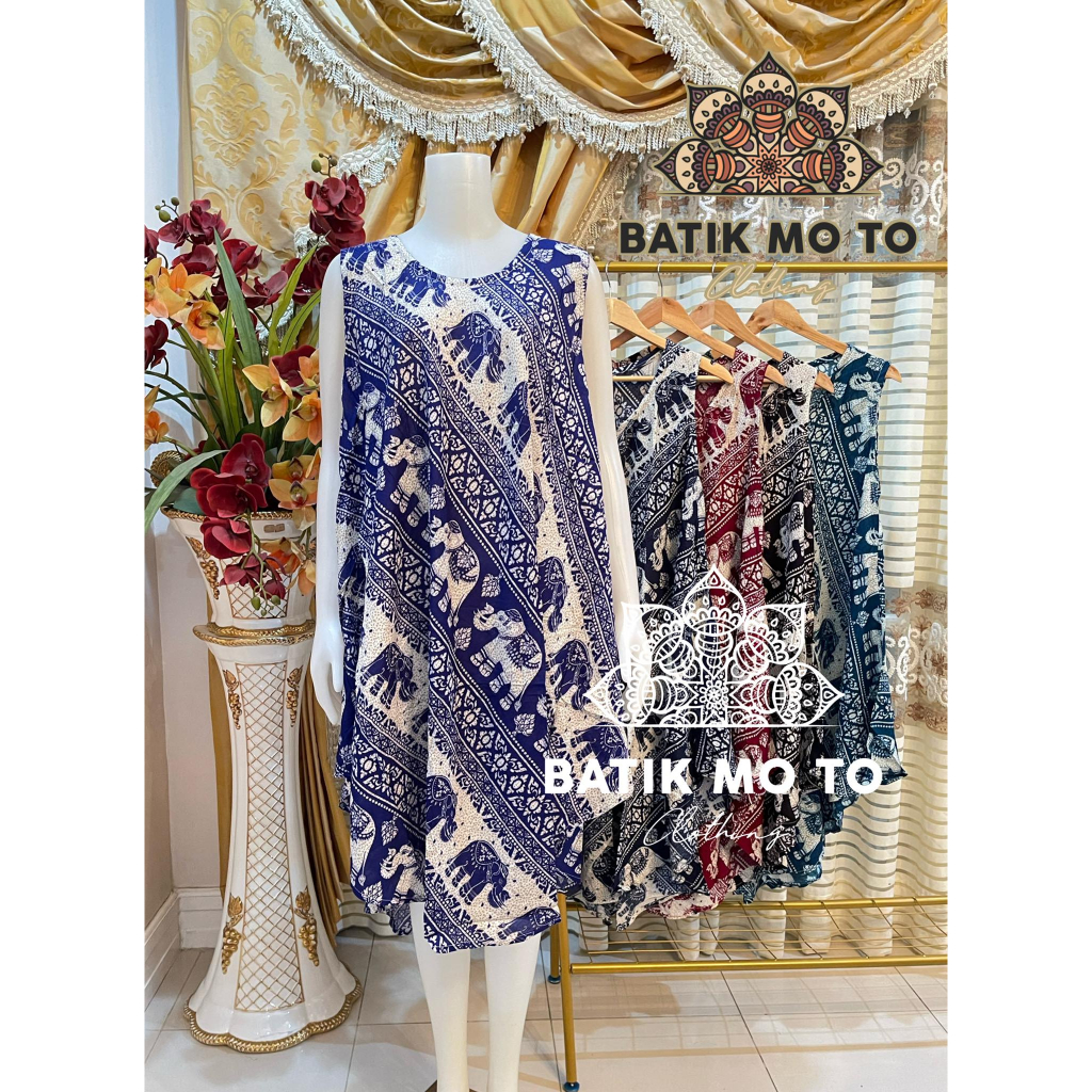 BATIKMOTO Elephant Dress Design Batik Daster Dress Loungewear Homewear ...