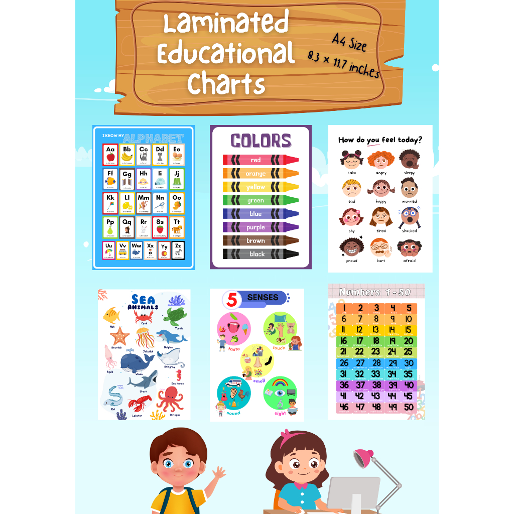 Educational Charts Laminated Numbers Colors Days of the Week Body ...