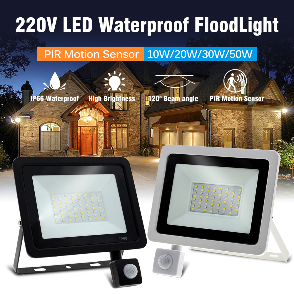 PIR Motion Sensor Light LED Floodlight 50W High Bright Sensor Light IP66 Waterproof Outdoor ...
