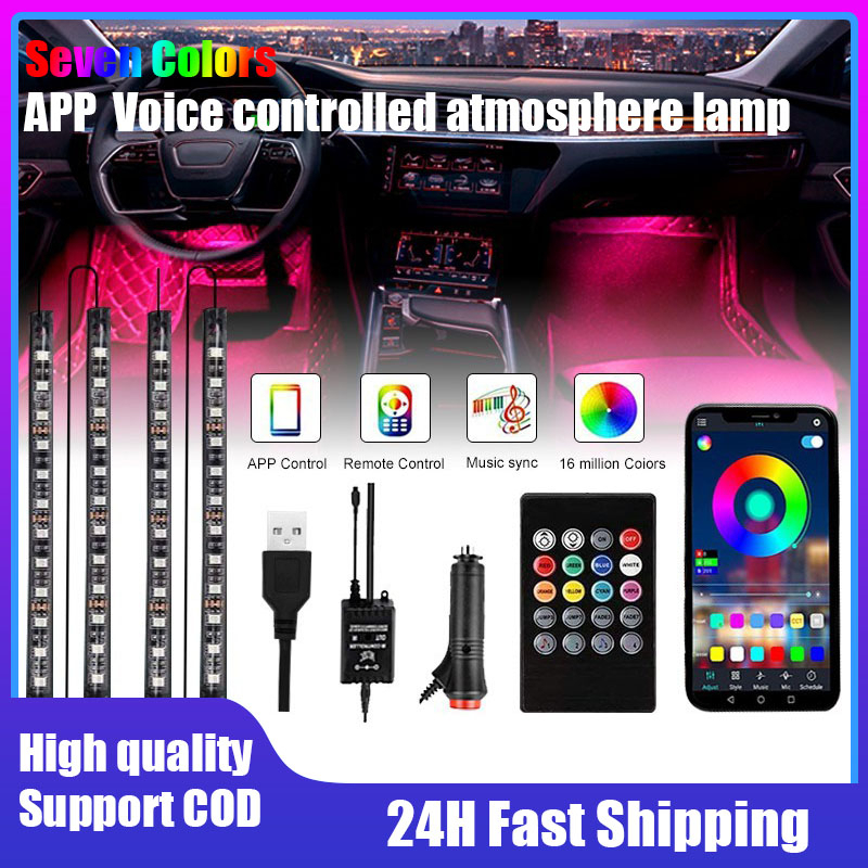 APP Remote Voice Control Car LED Light Strip Colorful RGB Automotive ...