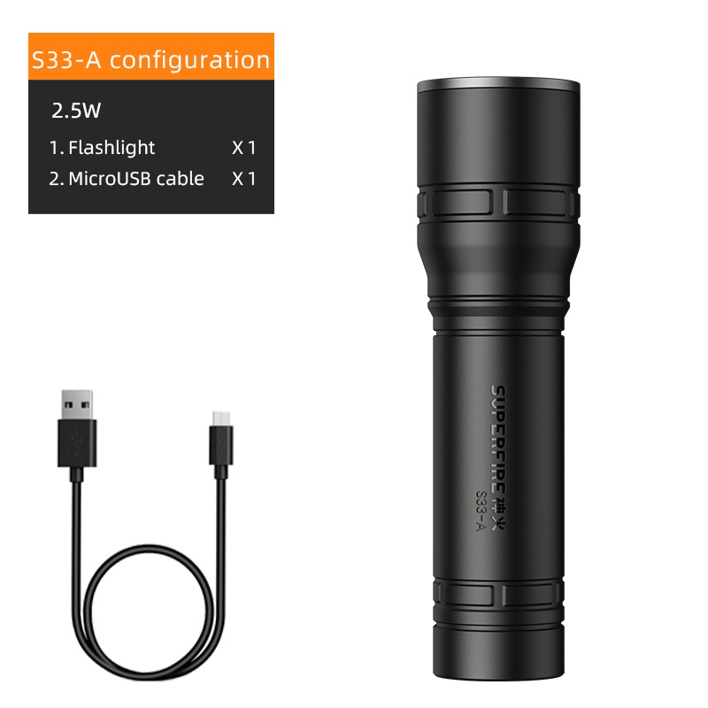 SUPERFIRE S33-A Mini Super Flashlight LED Bright Camping Light Waterproof Built-in Battery ...