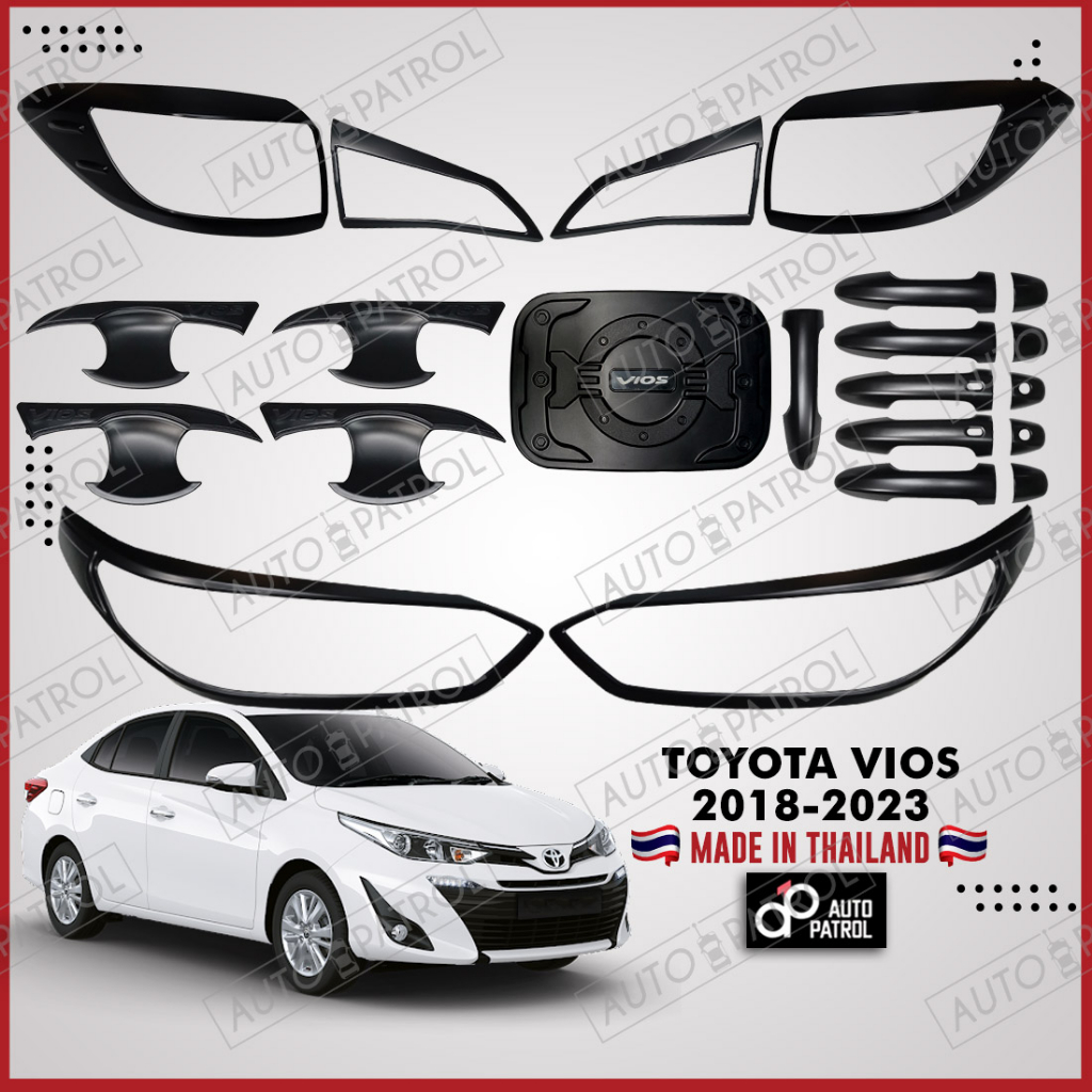 Toyota Vios 2018-2023 Combo Set Garnish Matte Black | Shopee Philippines