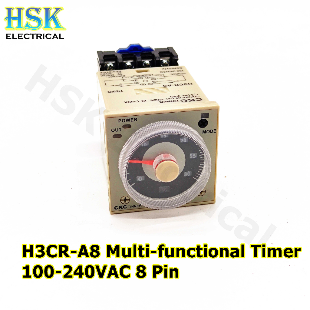 H3CR-A8 Multi-function Timer Analog 100-240VAC Pin Sec/Min/Hours ...