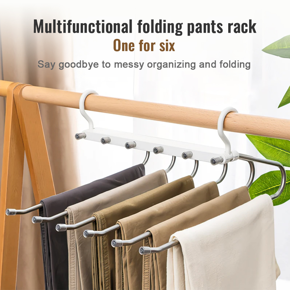 Magic Pants Rack Home Wardrobe Telescopic Storage Artifact Pants Hanger ...