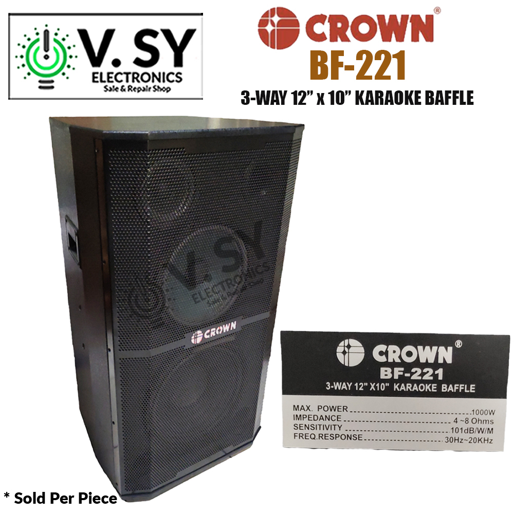 1 PC Original Crown BF-221 1000 Watts 3-Way 12" x 10" Karaoke Baffle ...