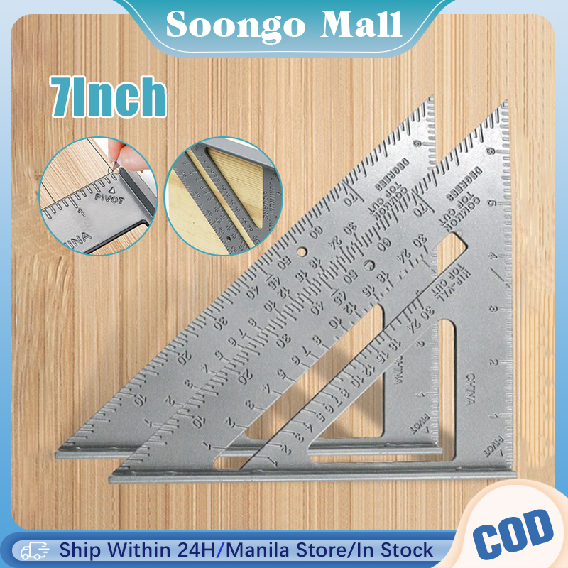 7 Inch Aluminum Alloy Triangle Ruler 90 Degree Thicken Carpenter ...